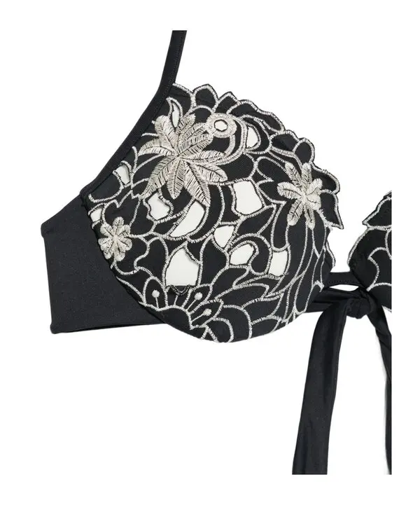 TWINSET Embroidered Halterneck Bikini Top