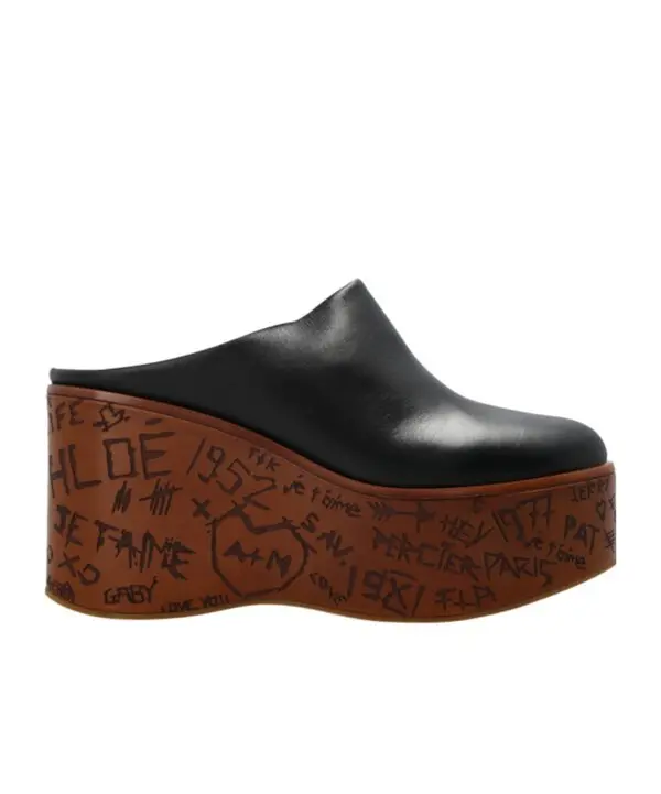 Chloé Maxime Wedge Mules - Black