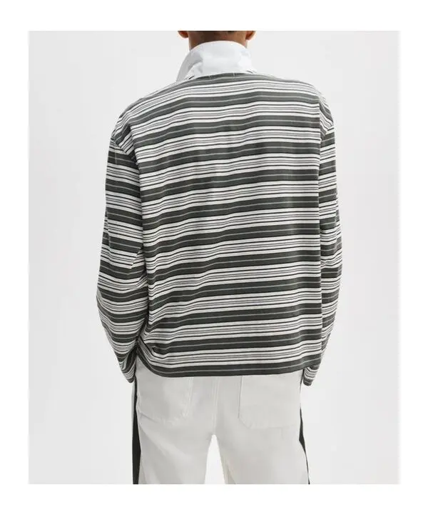RAG  BONE Kelly Striped Long-sleeved Polo Shirt