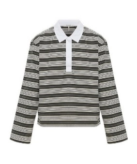 Rag & Bone Kelly Boxy Striped Long-sleeve Polo Shirt - Greenmult