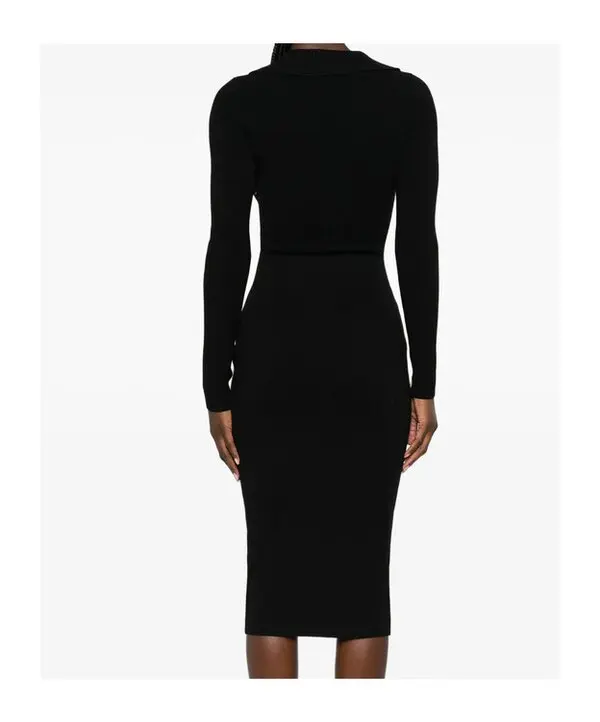 Elisabetta Franchi Toggle-fastening Ribbed-knit Midi Dress