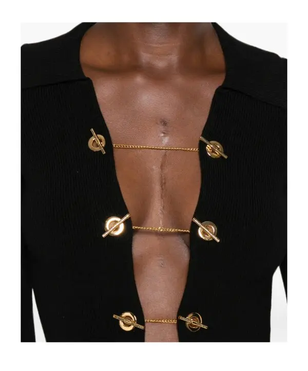 Elisabetta Franchi Toggle-fastening Ribbed-knit Midi Dress