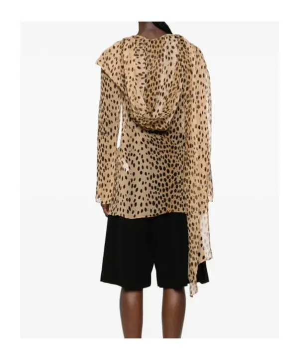 Cult Gaia Beaux Cheetah Print Hooded Blouse - Nude