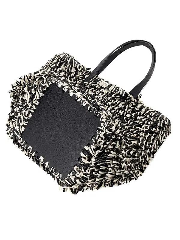 VALEXTRA Wavy-pattern Raffia Tote Bag