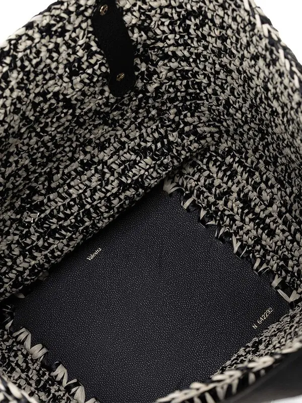 VALEXTRA Wavy-pattern Raffia Tote Bag