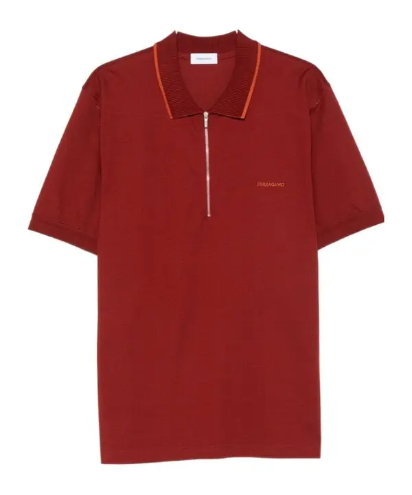 FERRAGAMO Short-sleeved Polo Shirt - Red