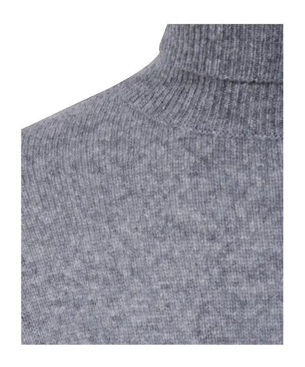 NUUR Roll Neck Wool Sweater - Mixed Grey