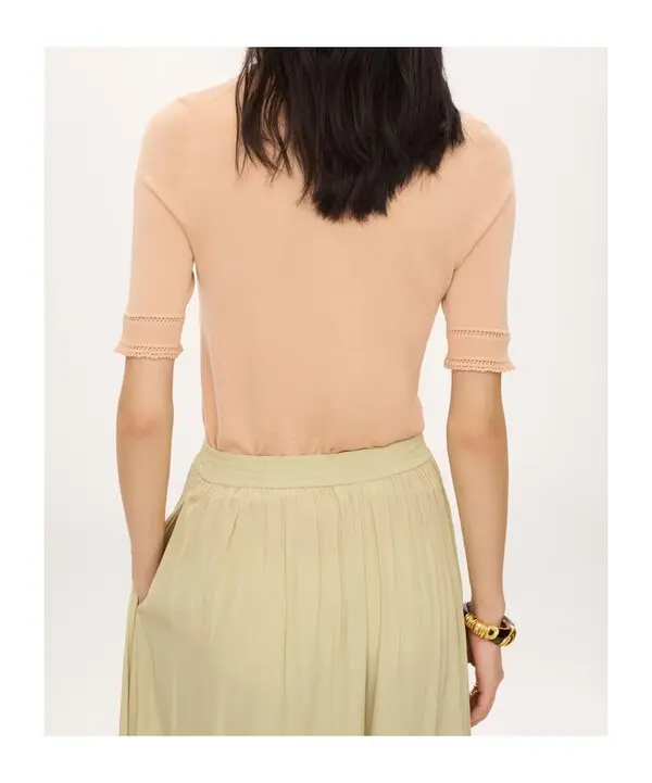 Chloé Ribbed Elbow-sleeve Knitted Sweater - Soft Peach