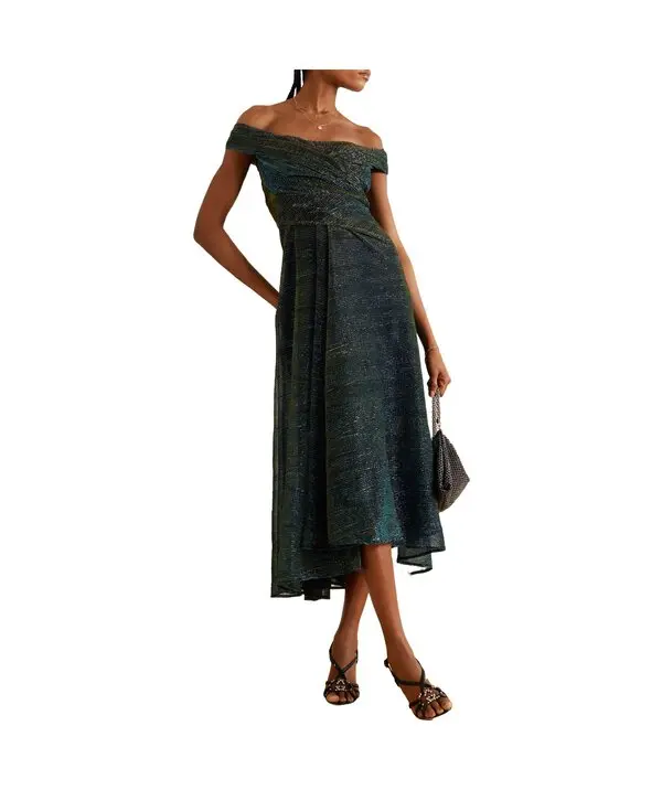 Talbot Runhof Mid-length Metallic Drape Dress