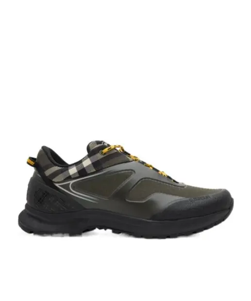 Burberry Check And Mesh Discover Sneakers - Thicket Green