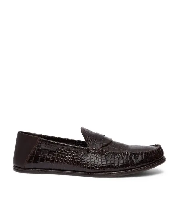 TOM FORD Croc-embossed Leather Penny Loafers