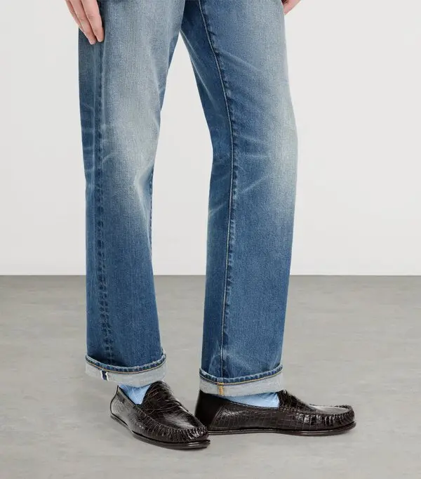 TOM FORD Croc-embossed Leather Penny Loafers