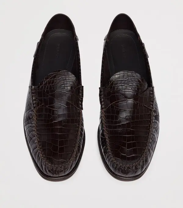 TOM FORD Croc-embossed Leather Penny Loafers