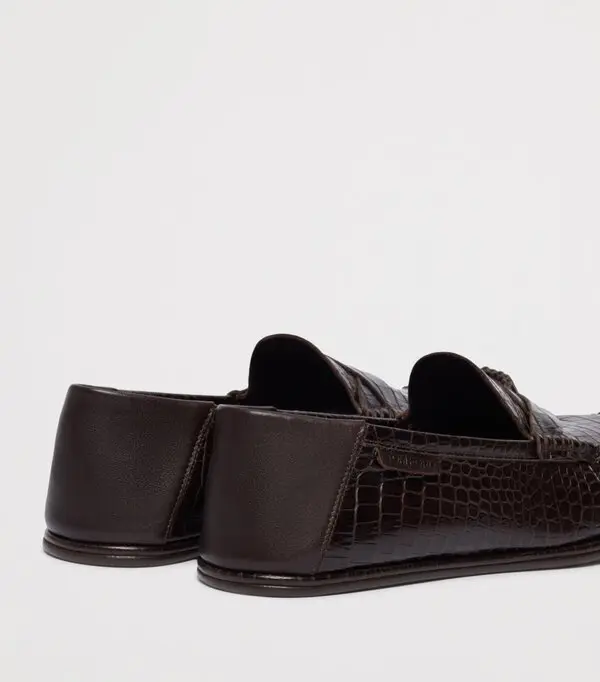TOM FORD Croc-embossed Leather Penny Loafers