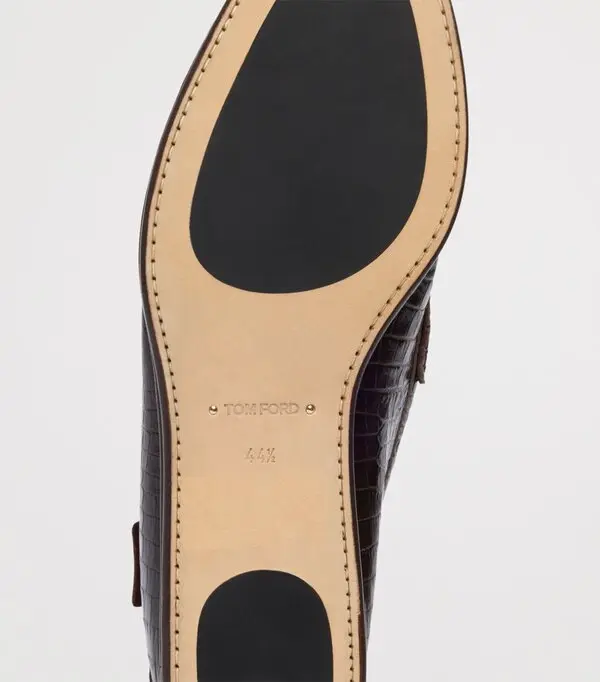 TOM FORD Croc-embossed Leather Penny Loafers