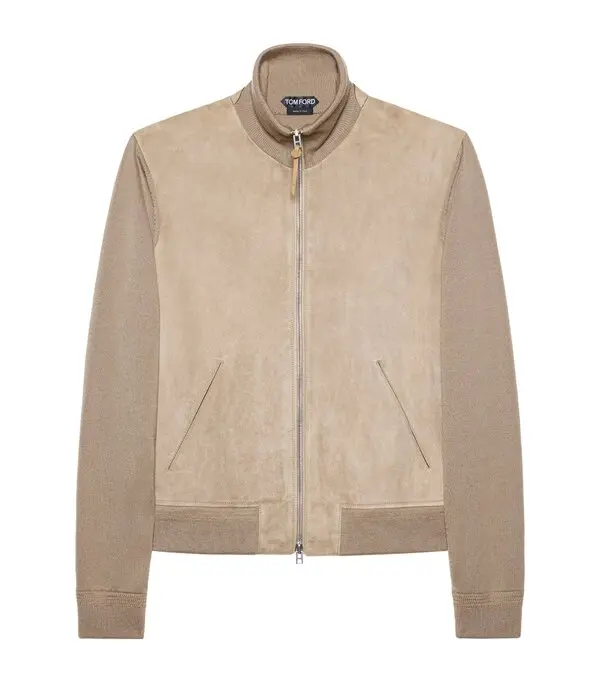 TOM FORD Virgin Wool Zip-up Sweater With Suede Panels
