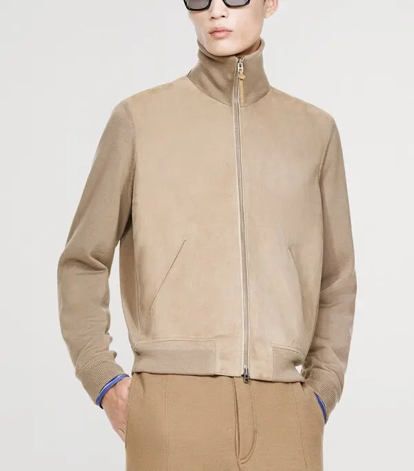 TOM FORD Virgin Wool Zip-up Sweater With Suede Panels