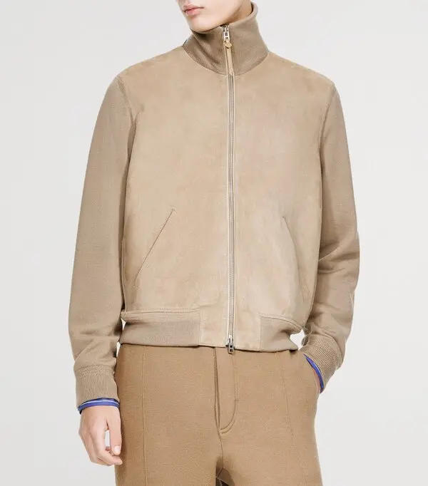 TOM FORD Virgin Wool Zip-up Sweater With Suede Panels