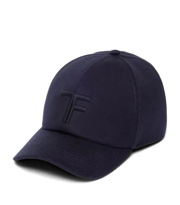 TOM FORD Cashmere Baseball Cap With Embroidered Logo - Blue