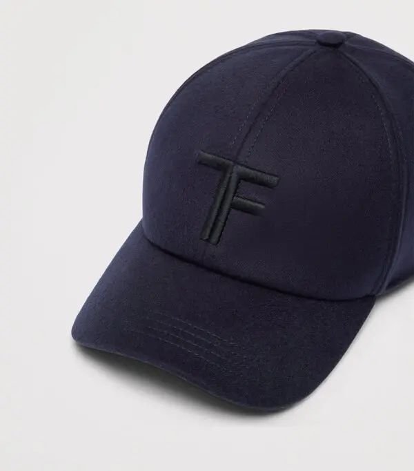 TOM FORD Cashmere Baseball Cap With Embroidered Logo - Blue