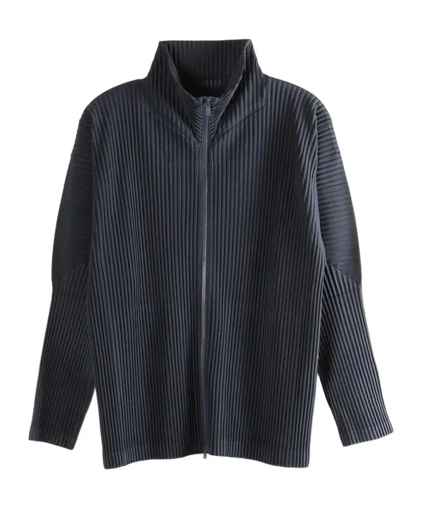 Issey Miyake Homme Plissé Pleated Basics Zip-up Cardigan - Navy