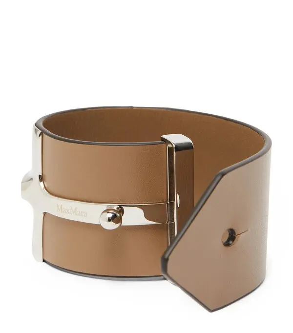Max Mara Leather Belt Bracelet With Silver-tone Hardware - Brown