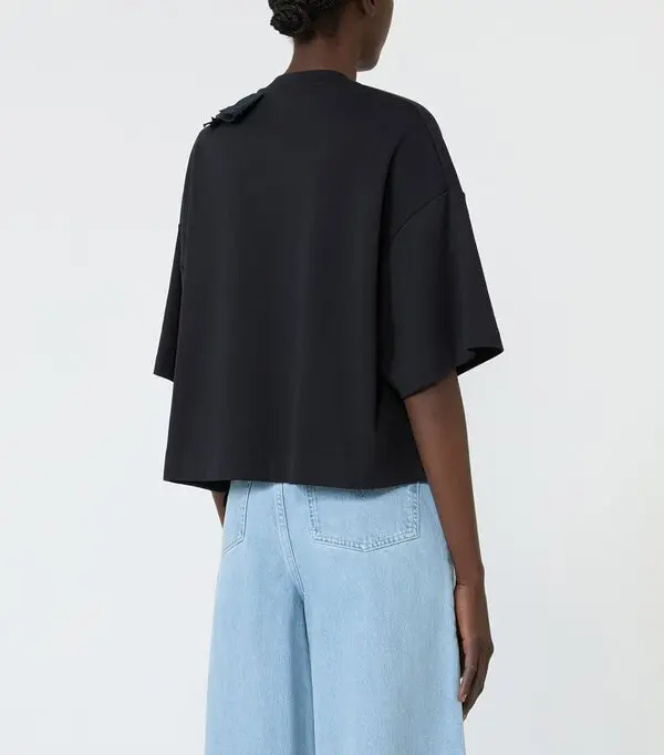 Max Mara Cotton T-shirt With Floral Appliqu