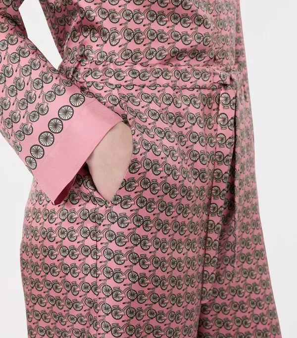 Max Mara Silk Bicycle Print Wide-leg Trousers