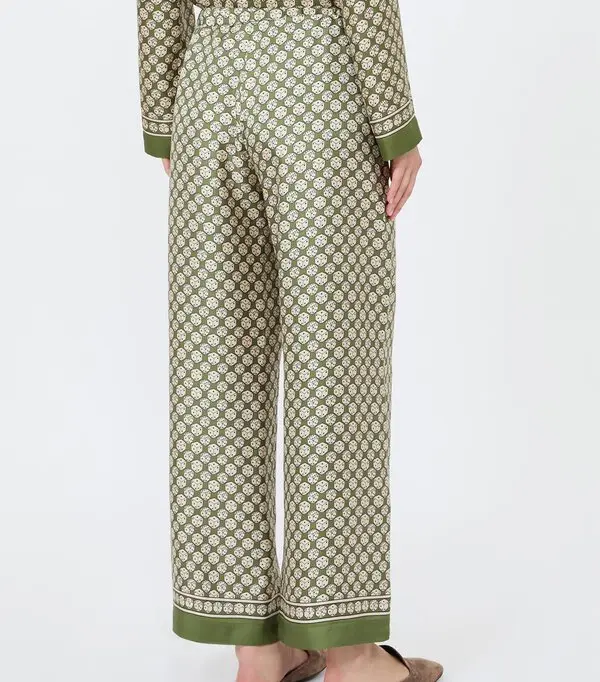 Max Mara Silk Twill Printed Wide-leg Trousers - Brown