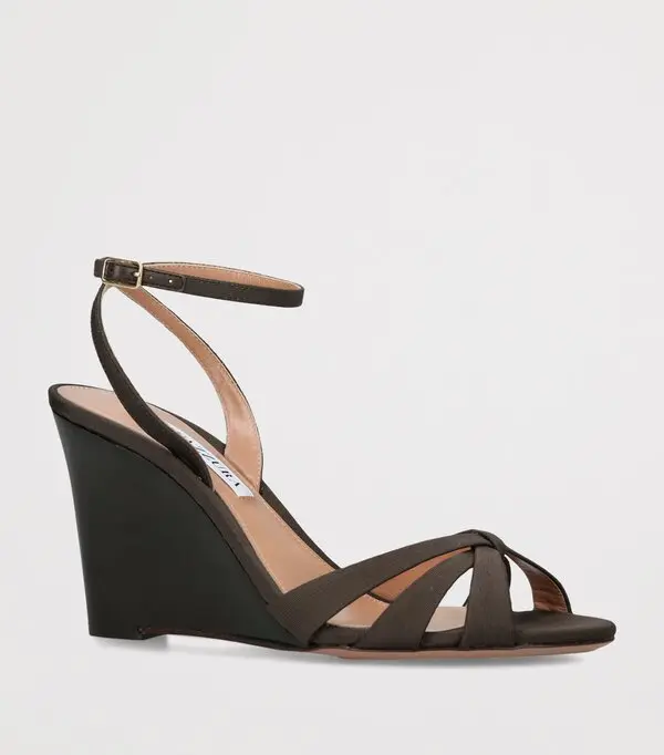 AQUAZZURA Tati Slingback Wedge Sandals 85 - Brown