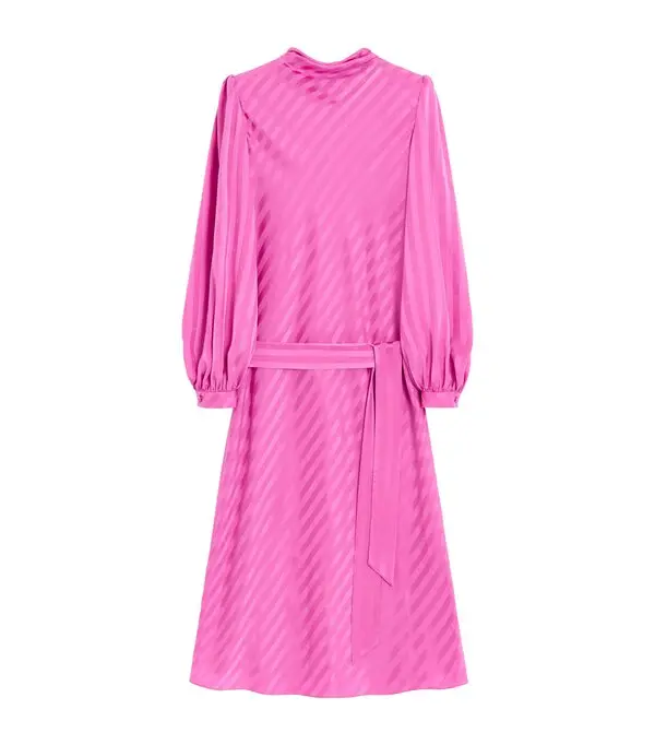 Valentino Garavani Silk Jacquard Stripe Midi Dress - Pink