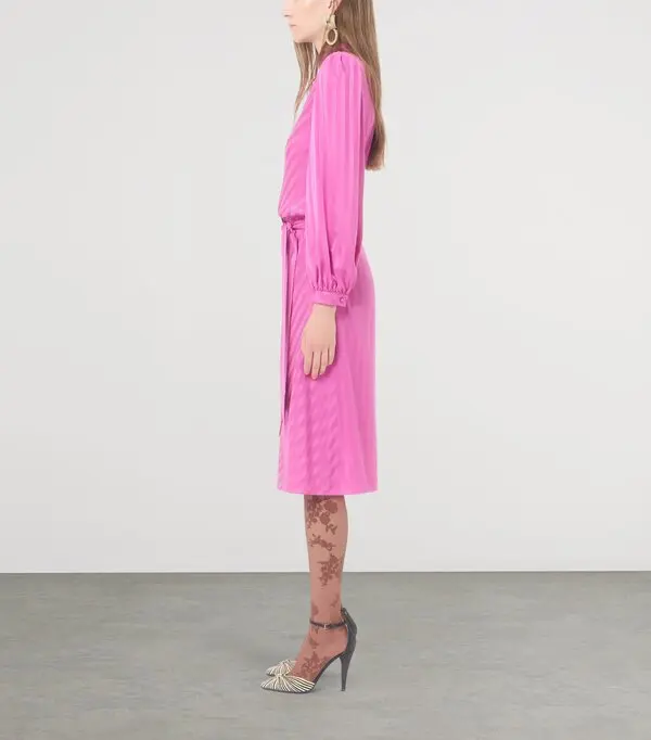 Valentino Garavani Silk Jacquard Stripe Midi Dress - Pink