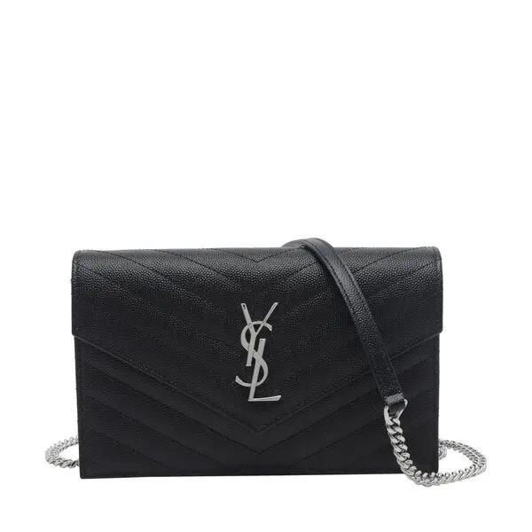 Saint Laurent Cassandre Chain Pochette Calf Leather - Black