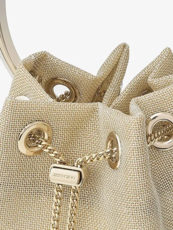 JIMMY CHOO Bon Bon Metallic Mesh Bucket Bag
