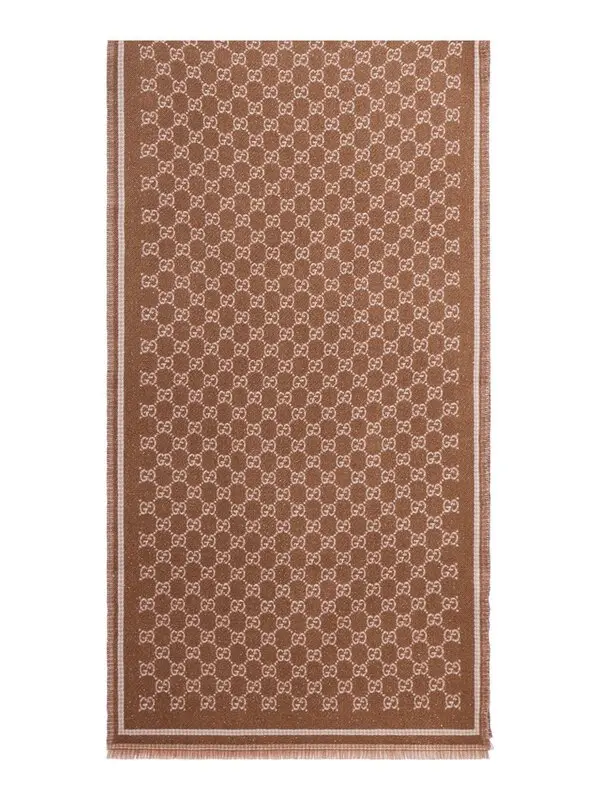 Gucci Double Side Gg Wool Scarf - Brown