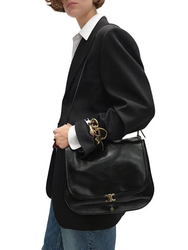 Celine Triomphe Soft Saddlebag In Soft Polished Calfskin