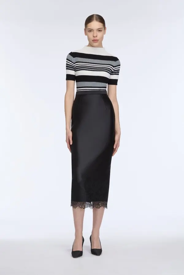 EMILIA WICKSTEAD Striped Merino Wool Mock Neck Top