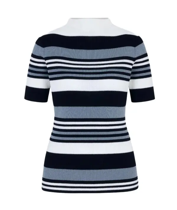 EMILIA WICKSTEAD Striped Merino Wool Mock Neck Top - White