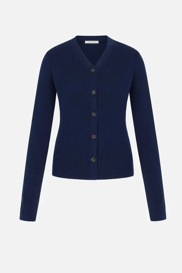 EMILIA WICKSTEAD Ash Cardigan In Merino Wool - Navy