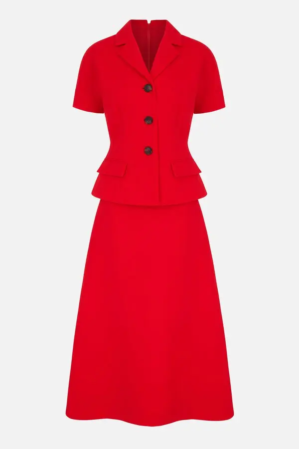 EMILIA WICKSTEAD Alexina Dress In Single Wool Crepe - Red