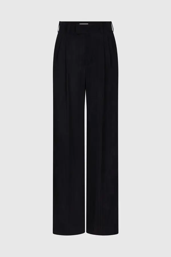 Victoria Beckham Wool & Mohair Blend Trousers - Navy