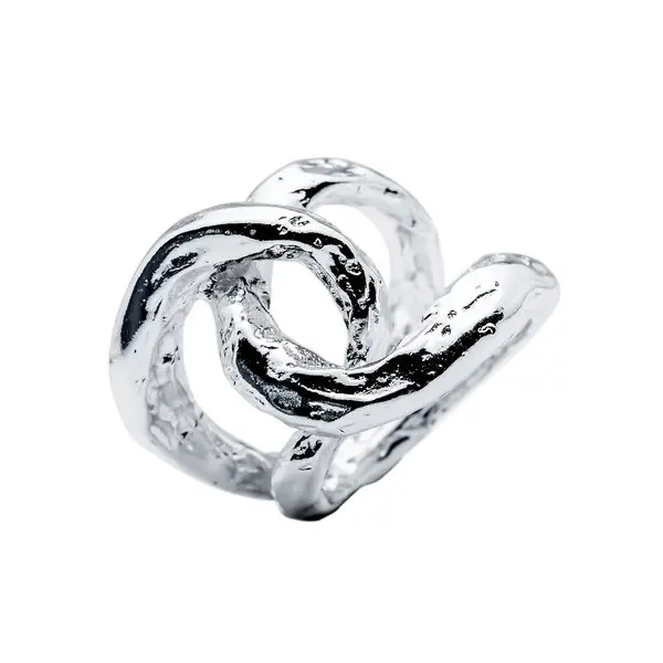MERCELA Sculptural Organic Intertwined Statement Ring – Contemporary Artisan Jewellery Inspired Natural Forms - Silver