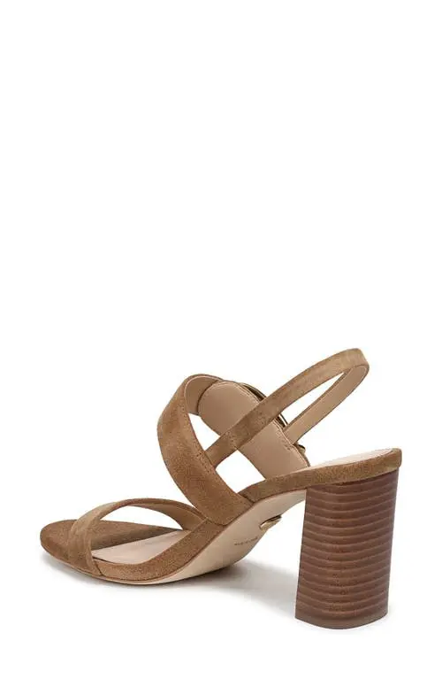 Veronica Beard Gaela Slingback Sandal With Buckle And Stacked Heel - Chestnut