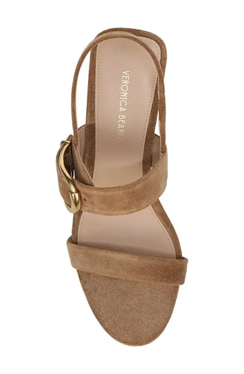 Veronica Beard Gaela Slingback Sandal With Buckle And Stacked Heel - Chestnut