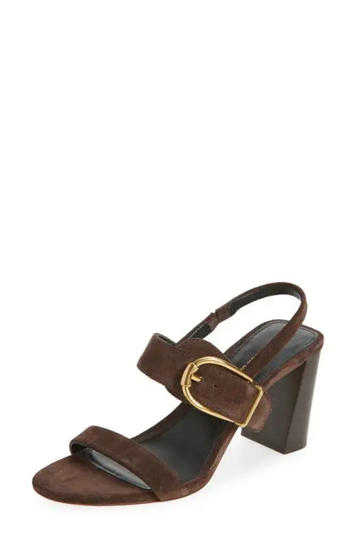 Veronica Beard Gaela Slingback Sandal With Buckle And Stacked Heel - Espresso
