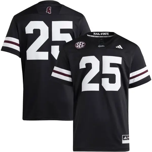 Adidas Mississippi State Bulldogs #25 Premier Strategy Jersey By - Black