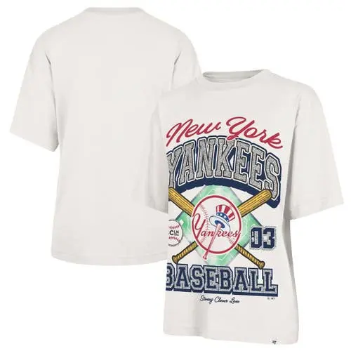 STONEY CLOVER LANE X '47 New York Yankees Crossover Base Foundation T-shirt - Sand
