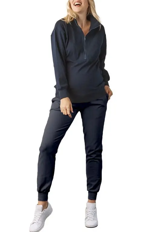 ANGEL MATERNITY Maternity/nursing 2-piece Track Set - Navy
