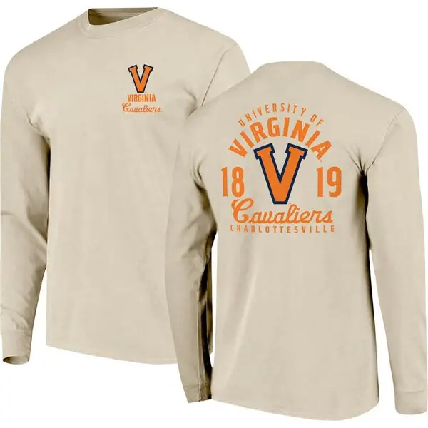 IMAGE ONE Virginia Cavaliers Comfort Colors Mascot Overlay Long Sleeve T-shirt - Natural