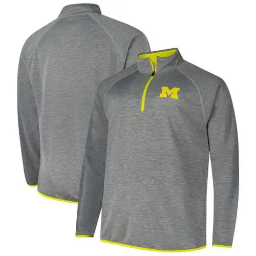 Champion Fanatics Michigan Wolverines Raglan Big &tall Quarter-zip Top - Charcoal